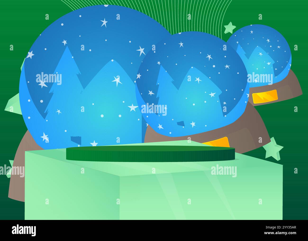 Mockup product display with Snow Globe. Vector cylinder pedestal podium ...