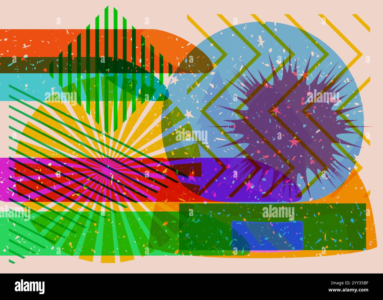 Risograph Snow Globe with geometric shapes. Objects in trendy riso ...