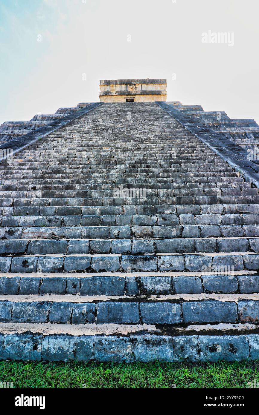 The Steep staircase of the Great Temple Pyramid of Kukulcan,pinnacle of ...