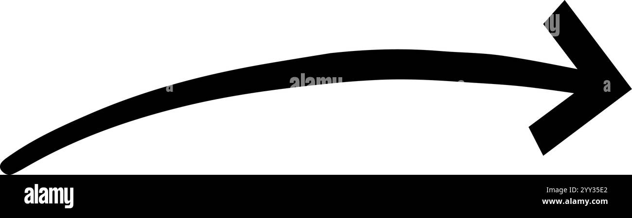 Black curved arrow pointing right against a clean white background ...