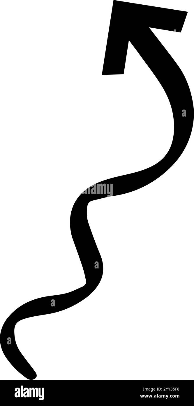 Curved black arrow pointing upwards, representing growth, success, and ...