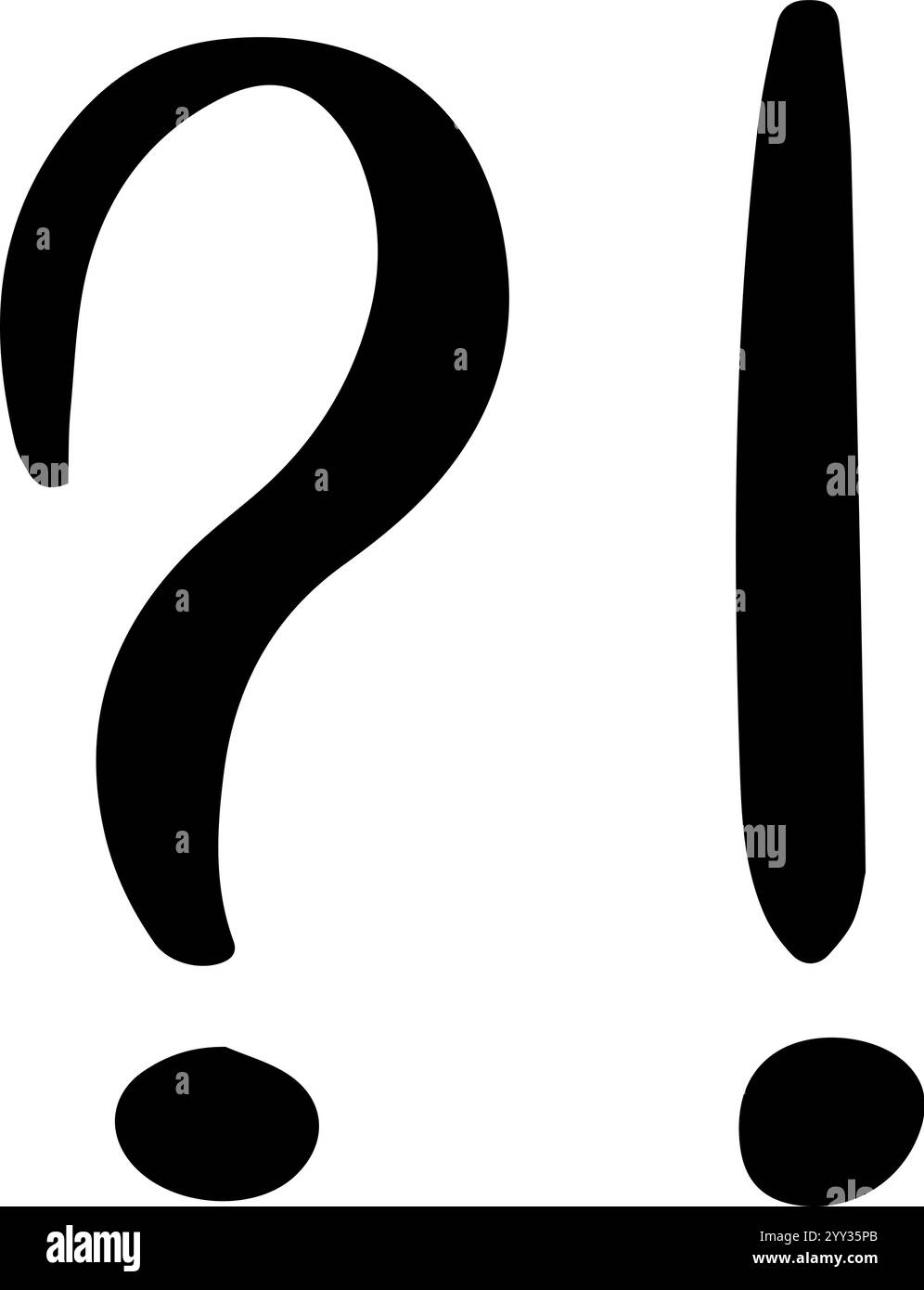 Large black question mark and exclamation mark are standing out against ...