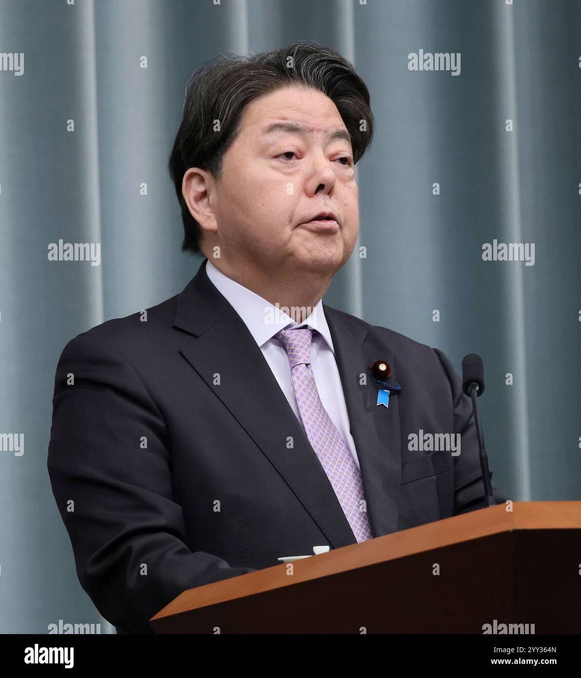 Japanese Chief Cabinet Secretary Yoshimasa Hayashi attends a press ...