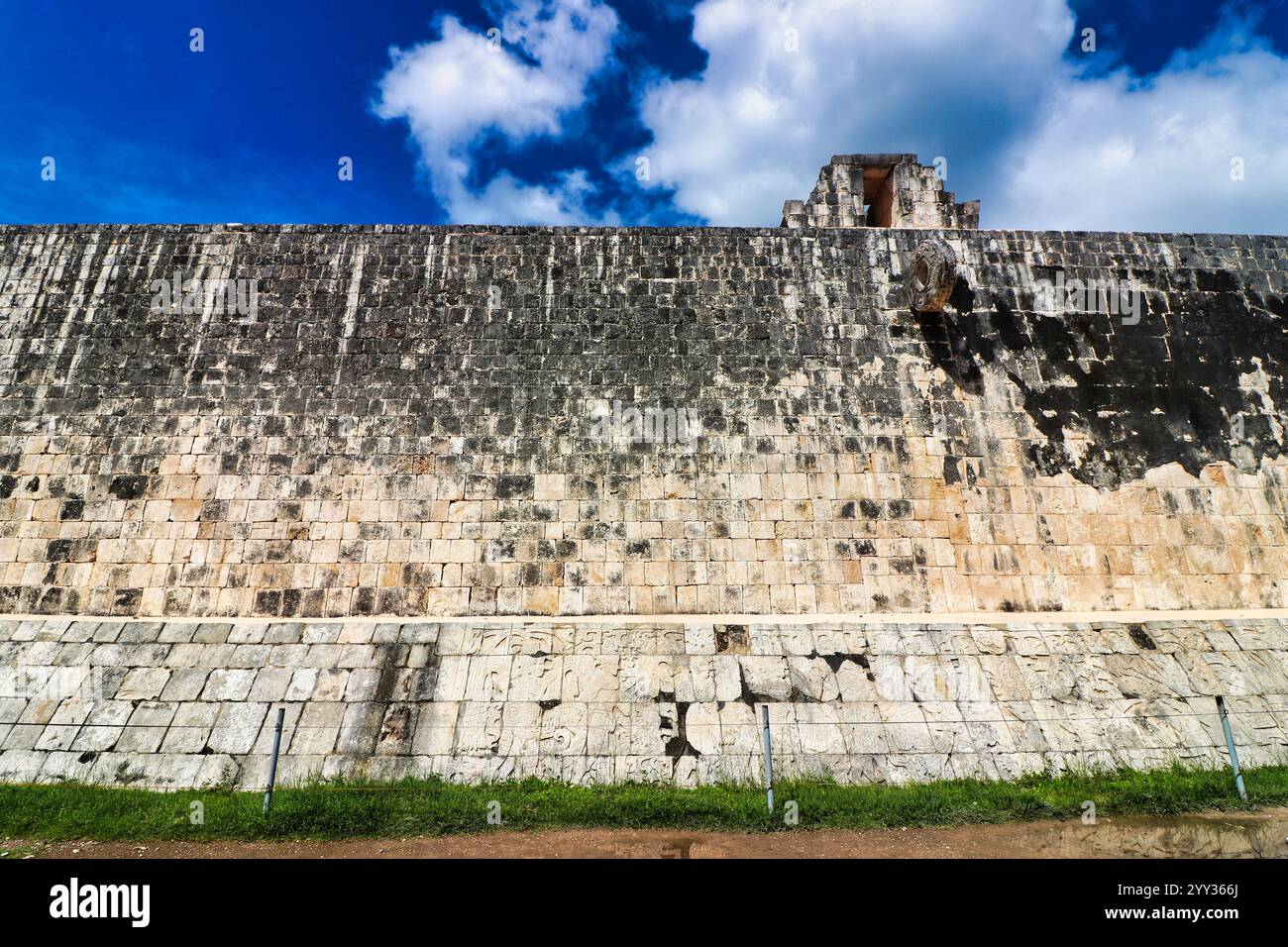 View of the West Wall with the Stone Ring through which goals were ...
