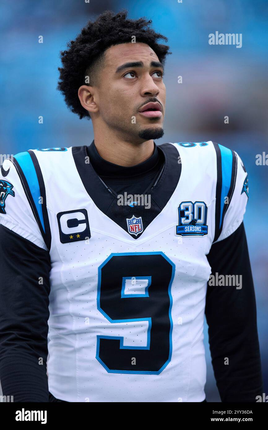 Carolina Panthers quarterback Bryce Young (9) walks on the field during ...
