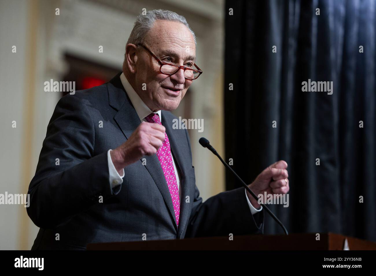 Senate Democratic Leader Chuck Schumer (D-N.Y.) delivers remarks during ...