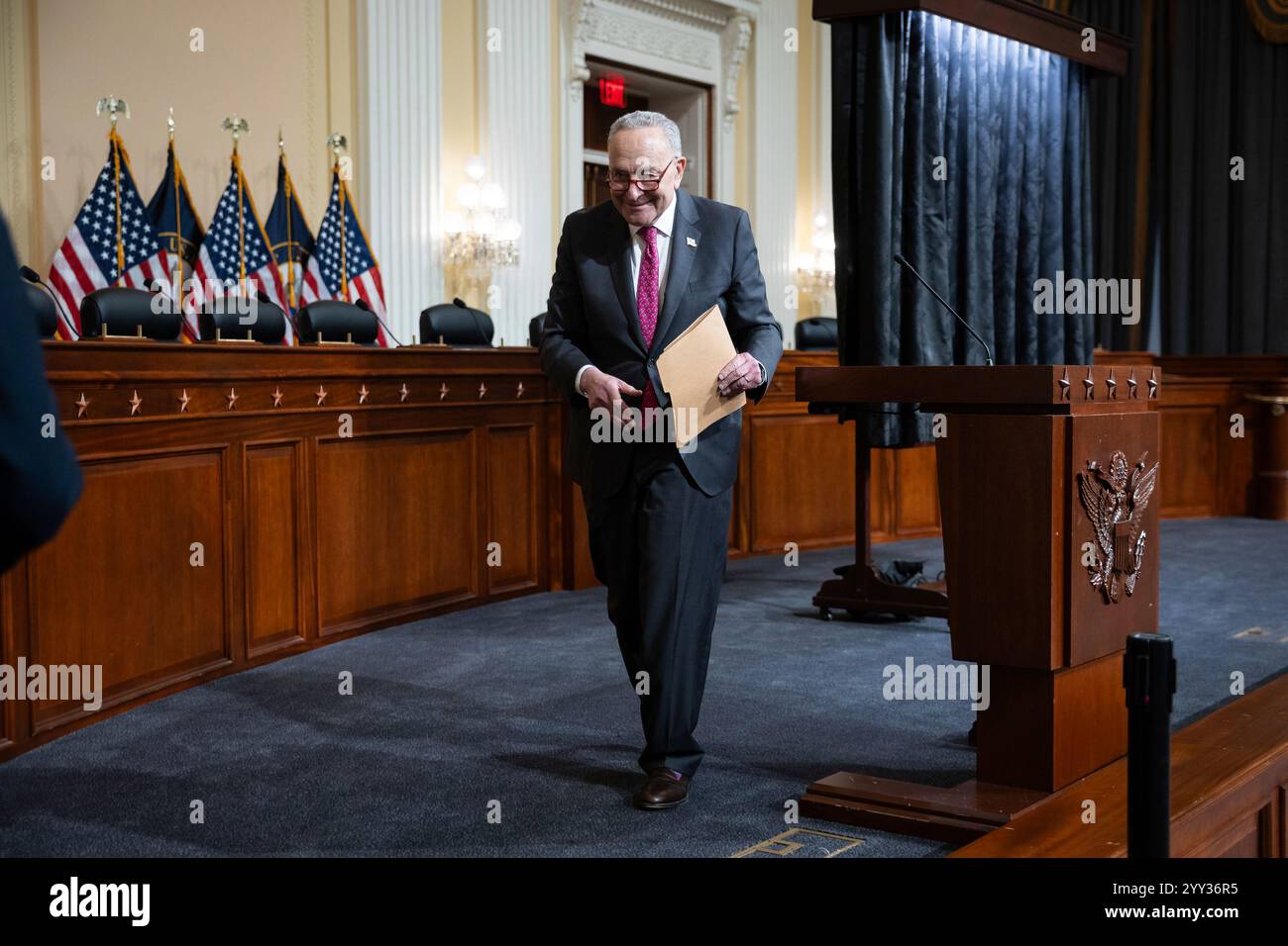 Senate Democratic Leader Chuck Schumer (D-N.Y.) delivers remarks during ...
