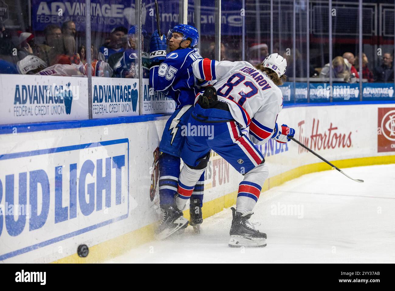 Rochester, New York, USA. 18th Dec, 2024. Syracuse Crunch forward ...