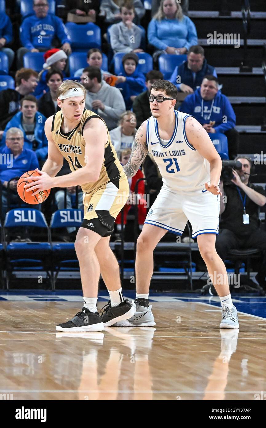 DECEMBER 18, 2024: Wofford Terriers center Kyler Filewich (14) looks ...
