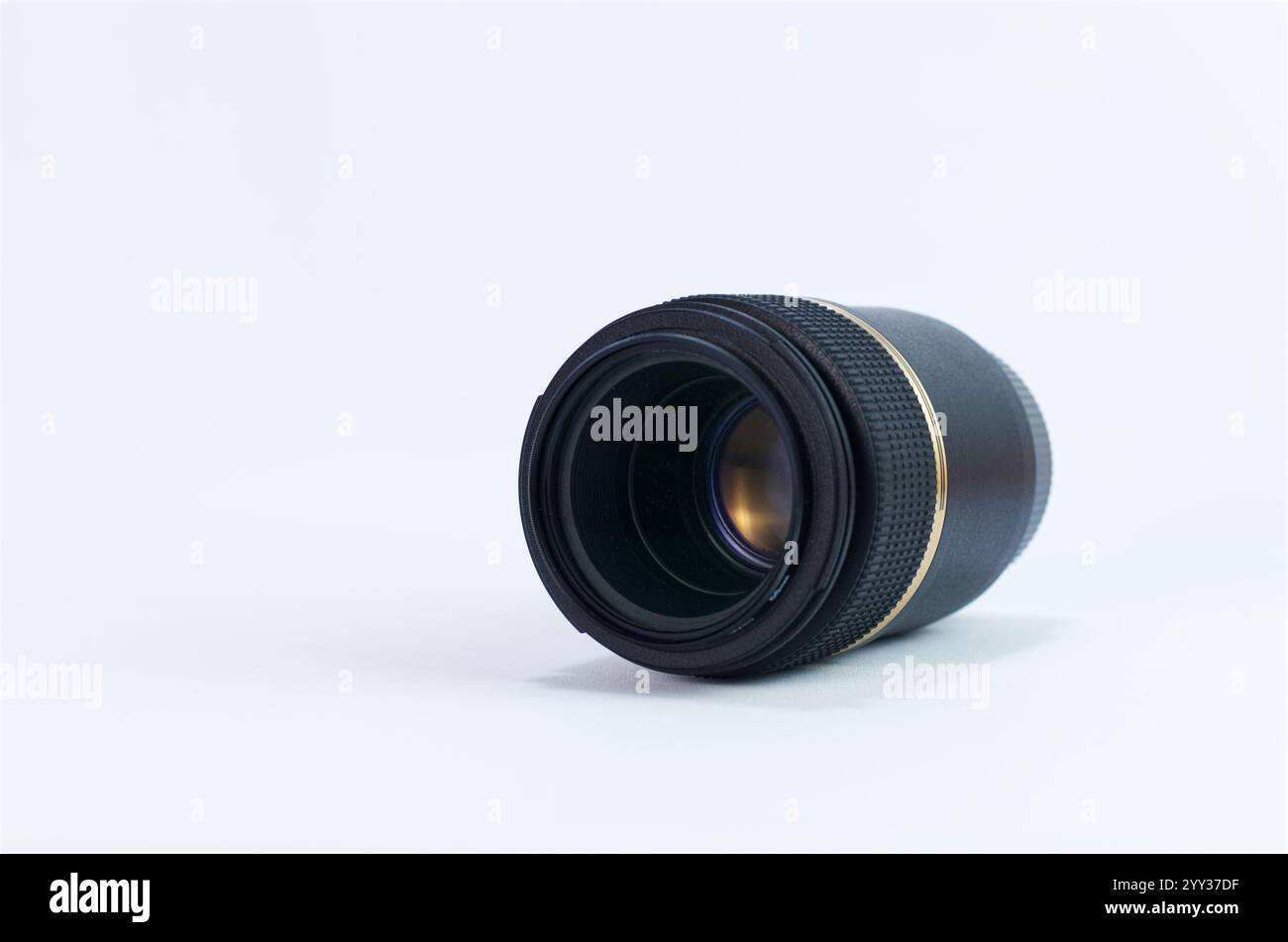 Professional Camera Lens with Black and Gold Design on White Background ...