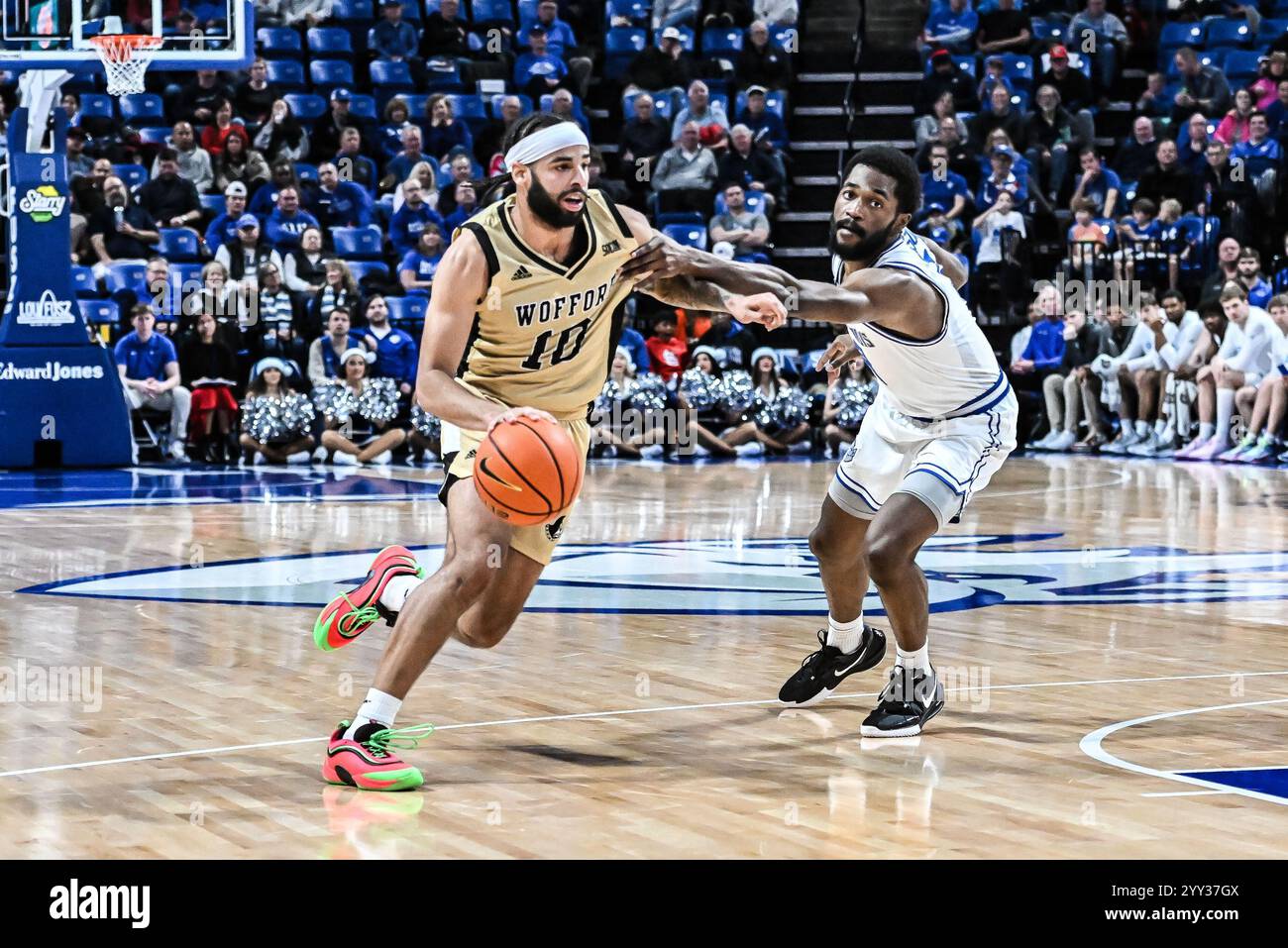 DECEMBER 18, 2024: Wofford Terriers guard Corey Tripp (10) gets around ...