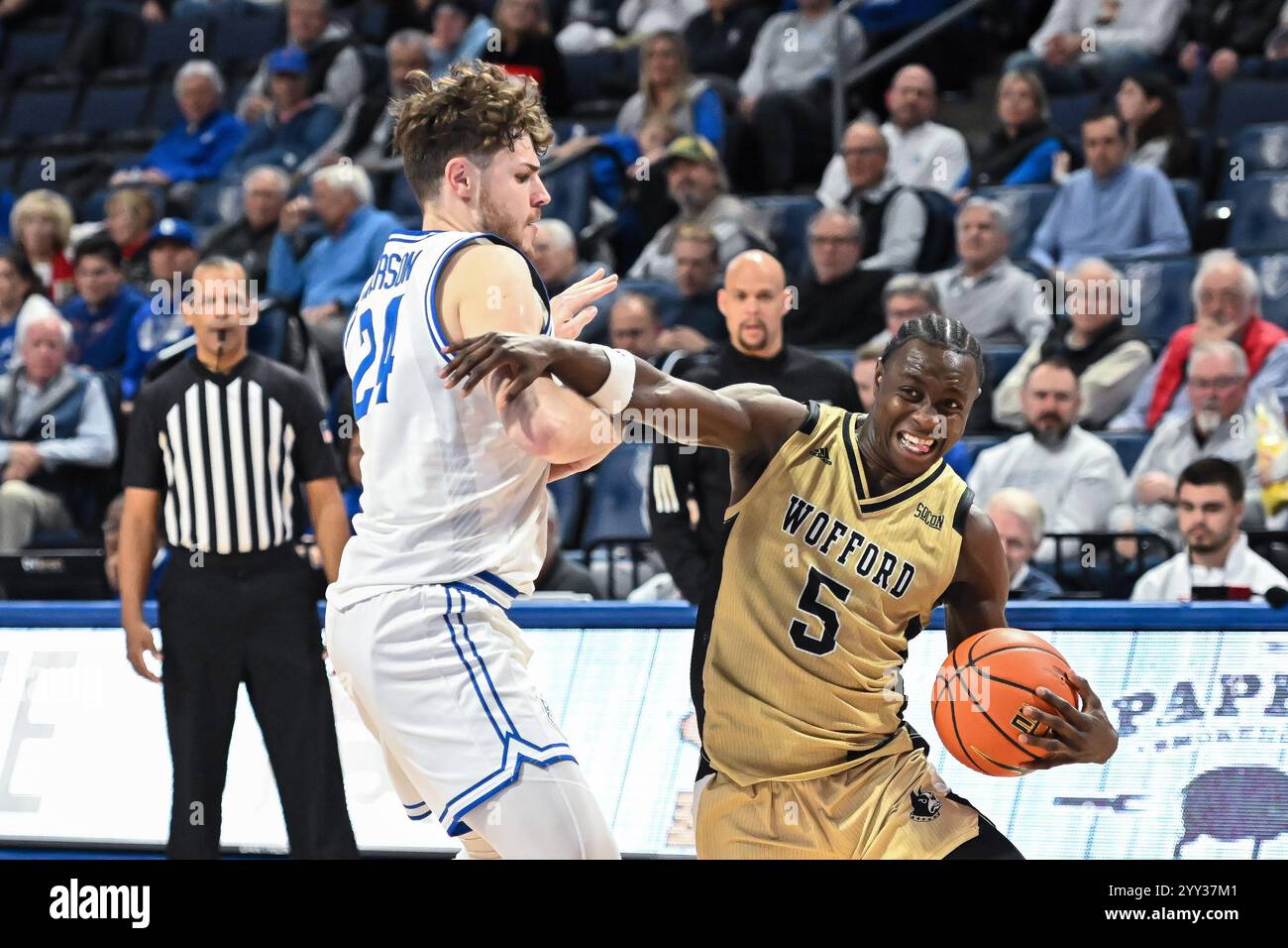 DECEMBER 18, 2024: Wofford Terriers guard Justin Bailey (5) uses his ...