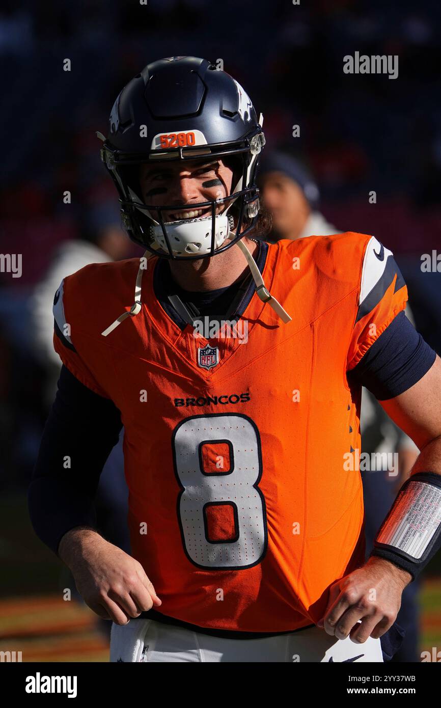 Denver Broncos quarterback Jarrett Stidham (8) against the Indianapolis ...