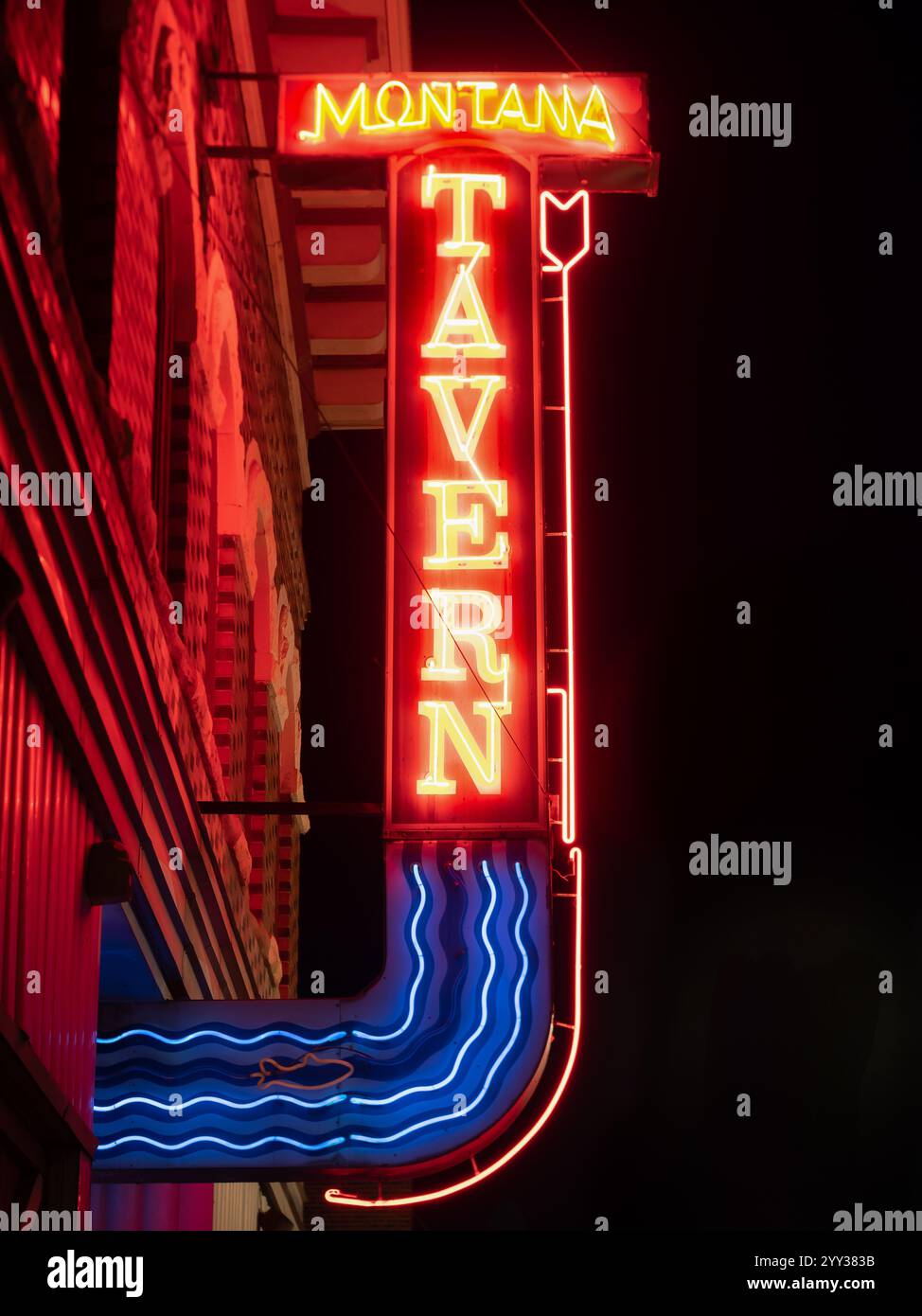 Montana Tavern vintage neon sign in Lewistown, Montana photographed at ...