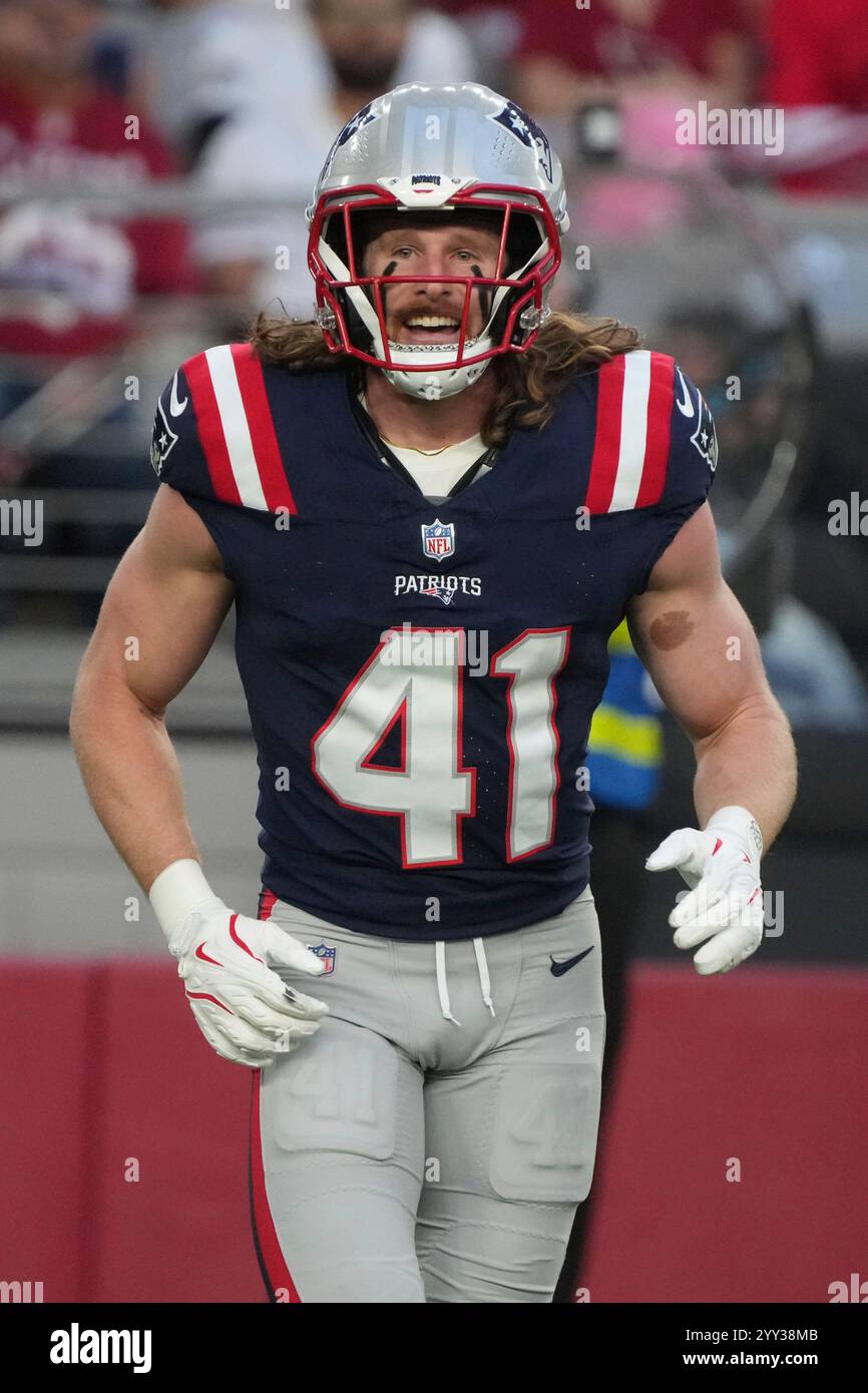 New England Patriots safety Brenden Schooler (41) lines up against the ...