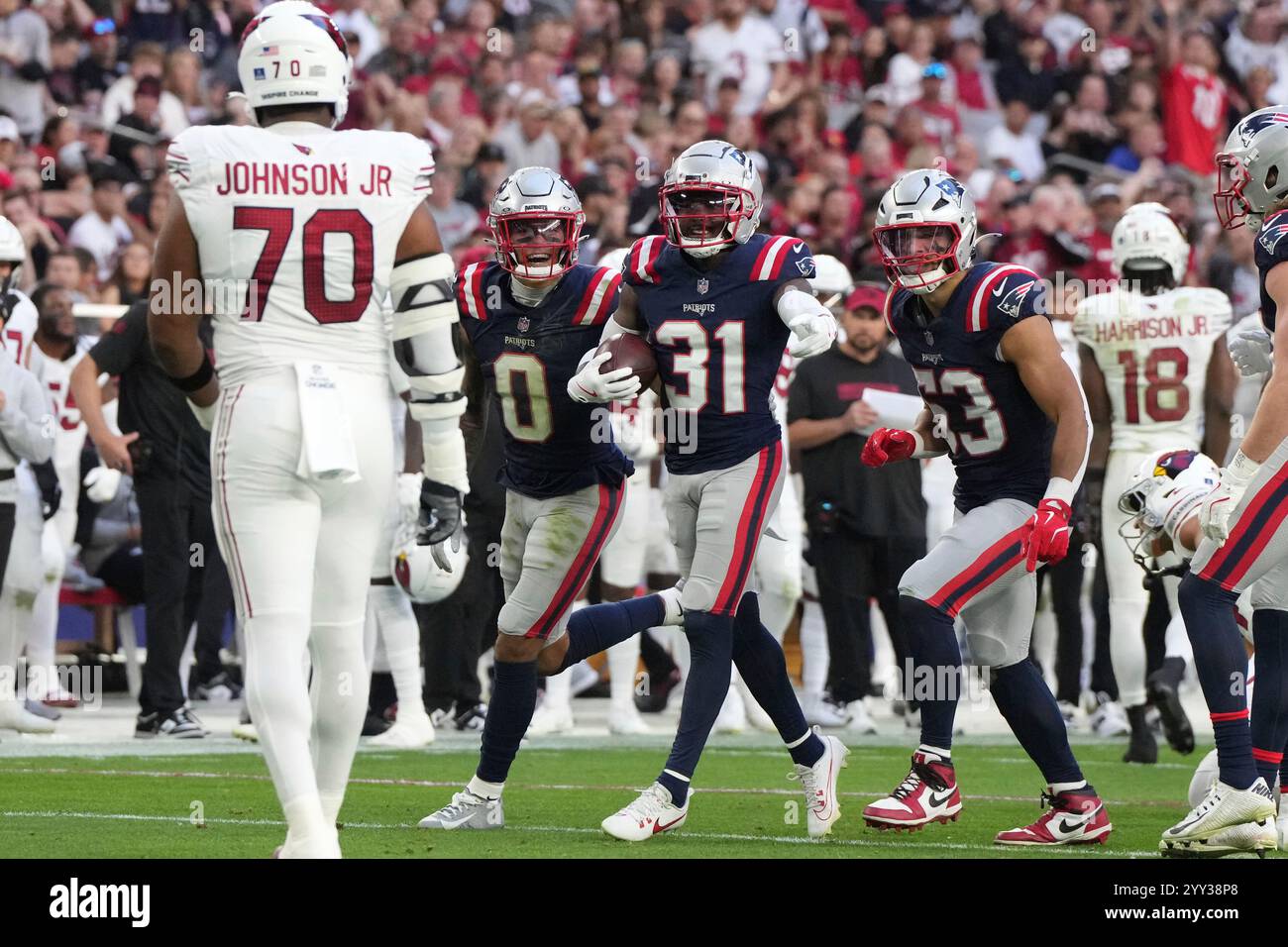 New England Patriots cornerback Jonathan Jones (31) celebrates against ...