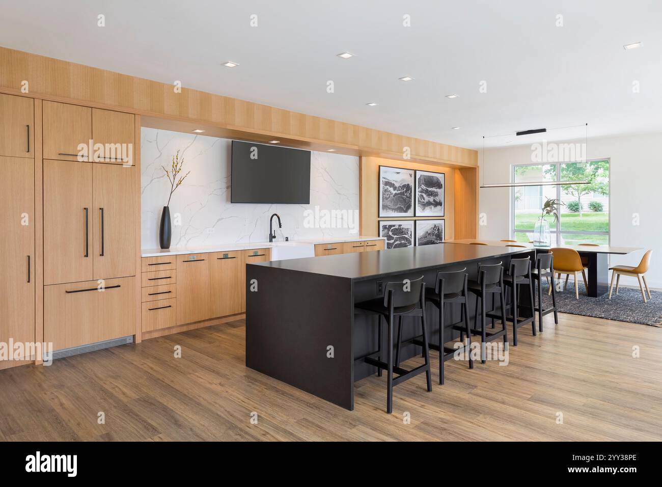 Kitchen area of apartment building clubhouse Stock Photo - Alamy