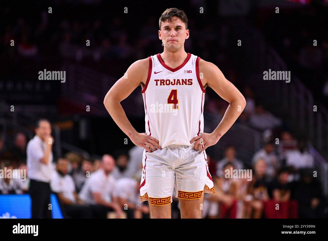 LOS ANGELES, CA - DECEMBER 15: USC Trojans guard Bryce Pope (4) looks ...