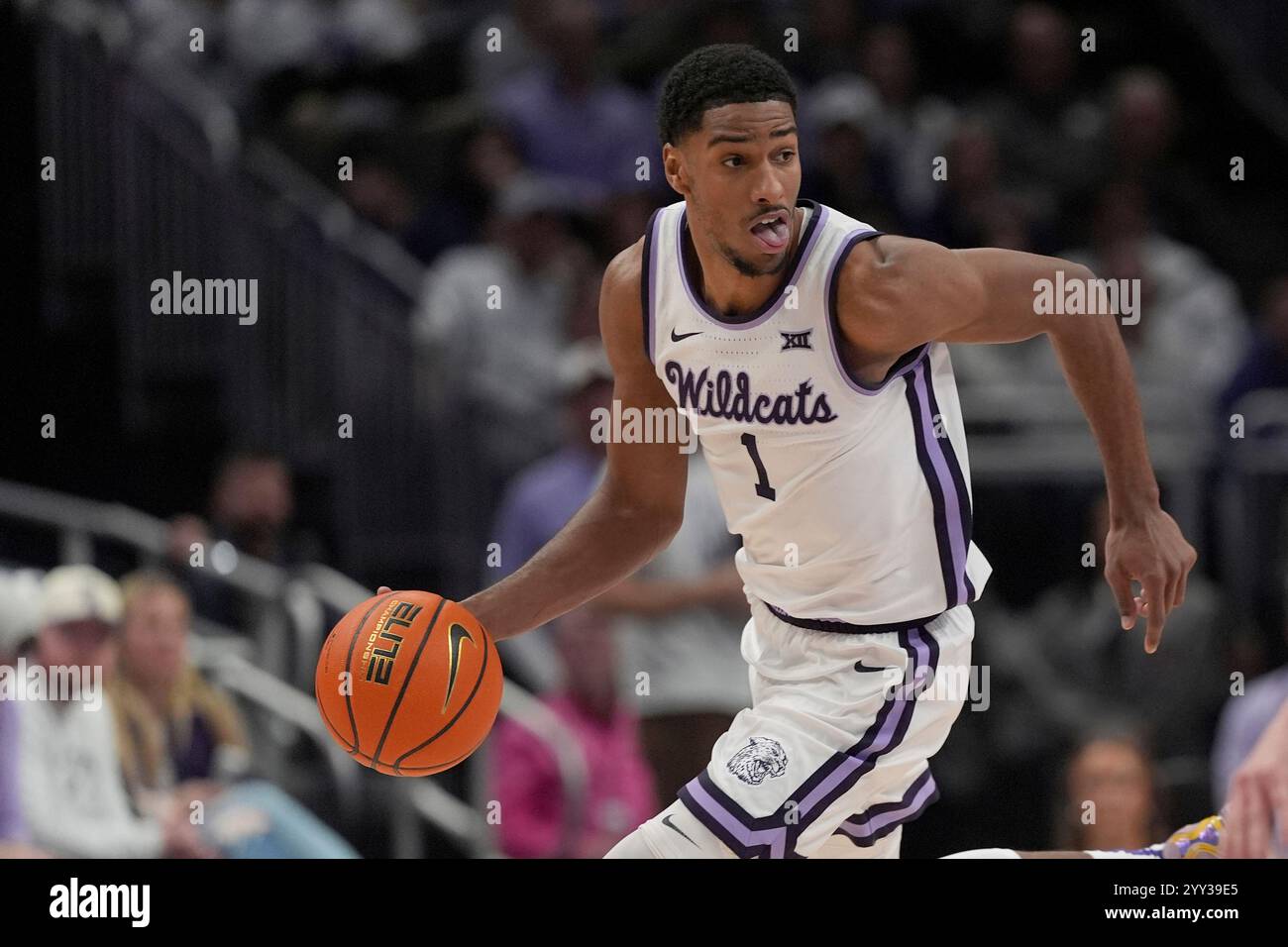 Kansas State guard David N'Guessan drives during the first half of an ...