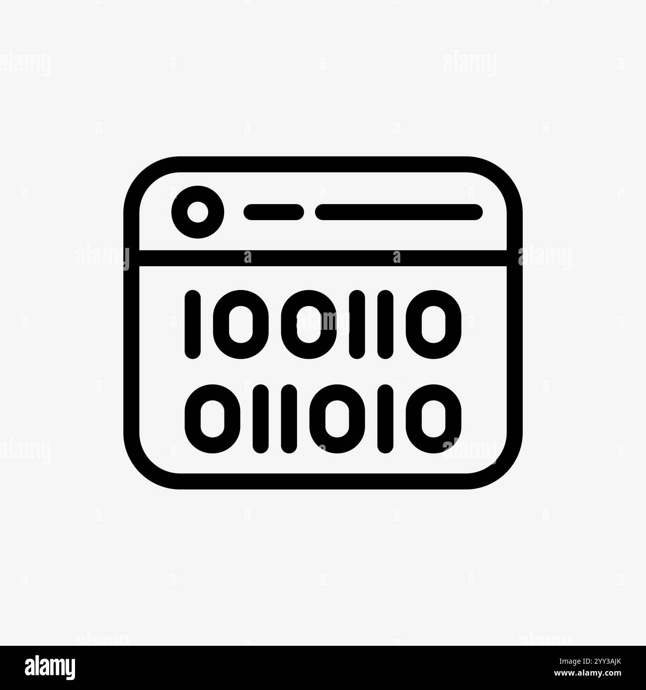 Icon Line web window panel with Binary code. Technology and system concept, Outline style Stock ...