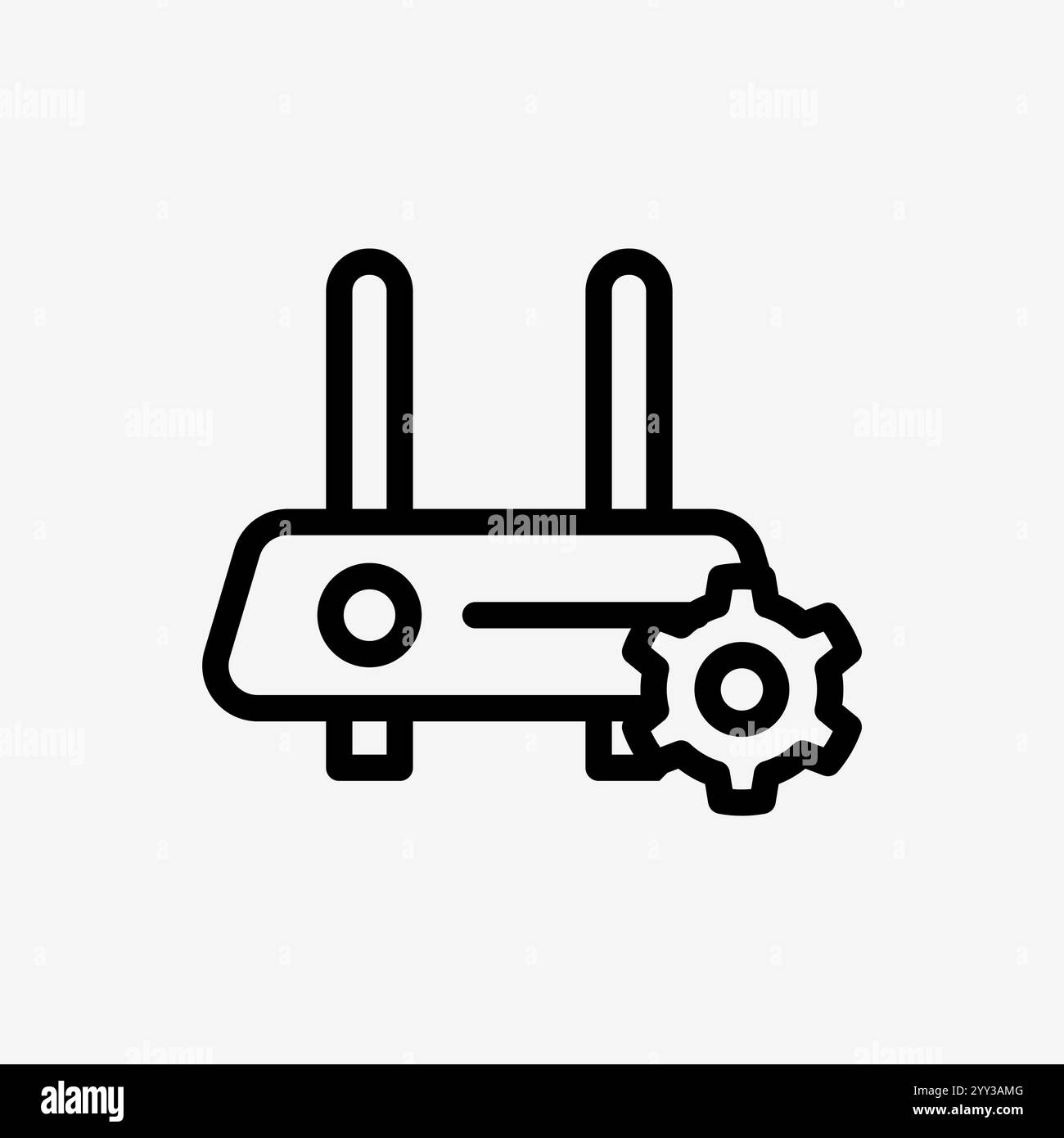 Icon Line modem internet setting gear symbol. Technology and system ...