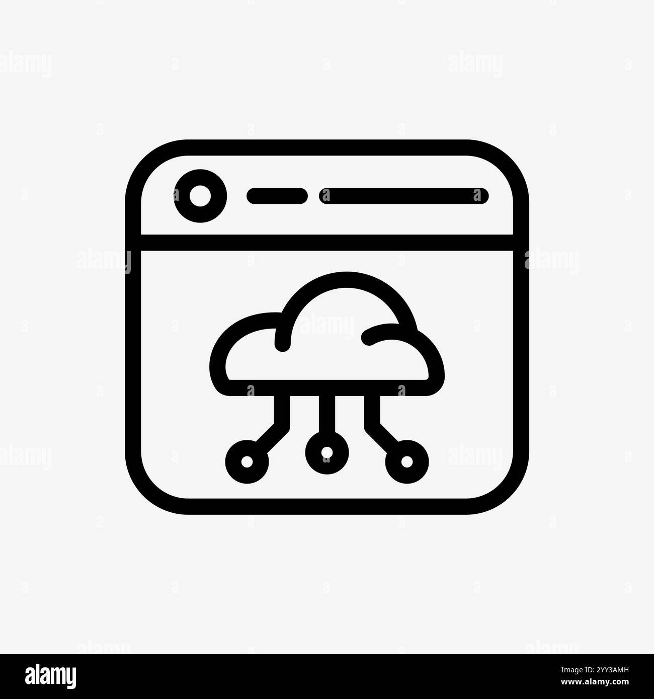 Icon Line web window panel with Cloud system. Technology and system ...