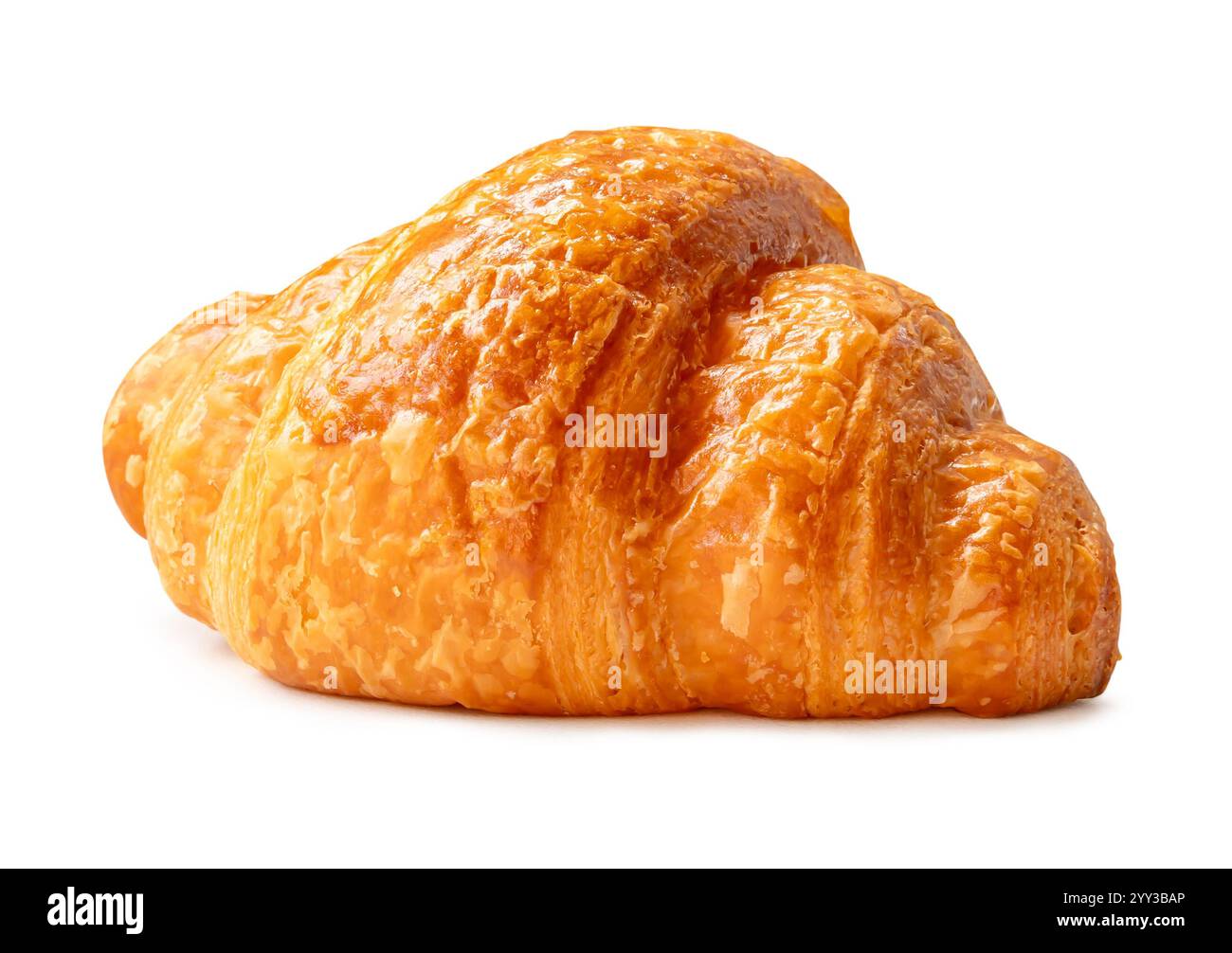 Side view of brown croissants is isolated on white background with ...