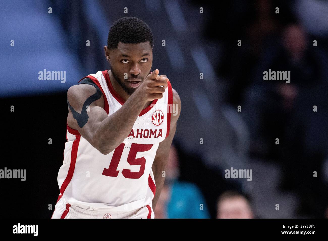 December 18, 2024: Oklahoma Sooners guard Duke Miles (15) celebrates ...