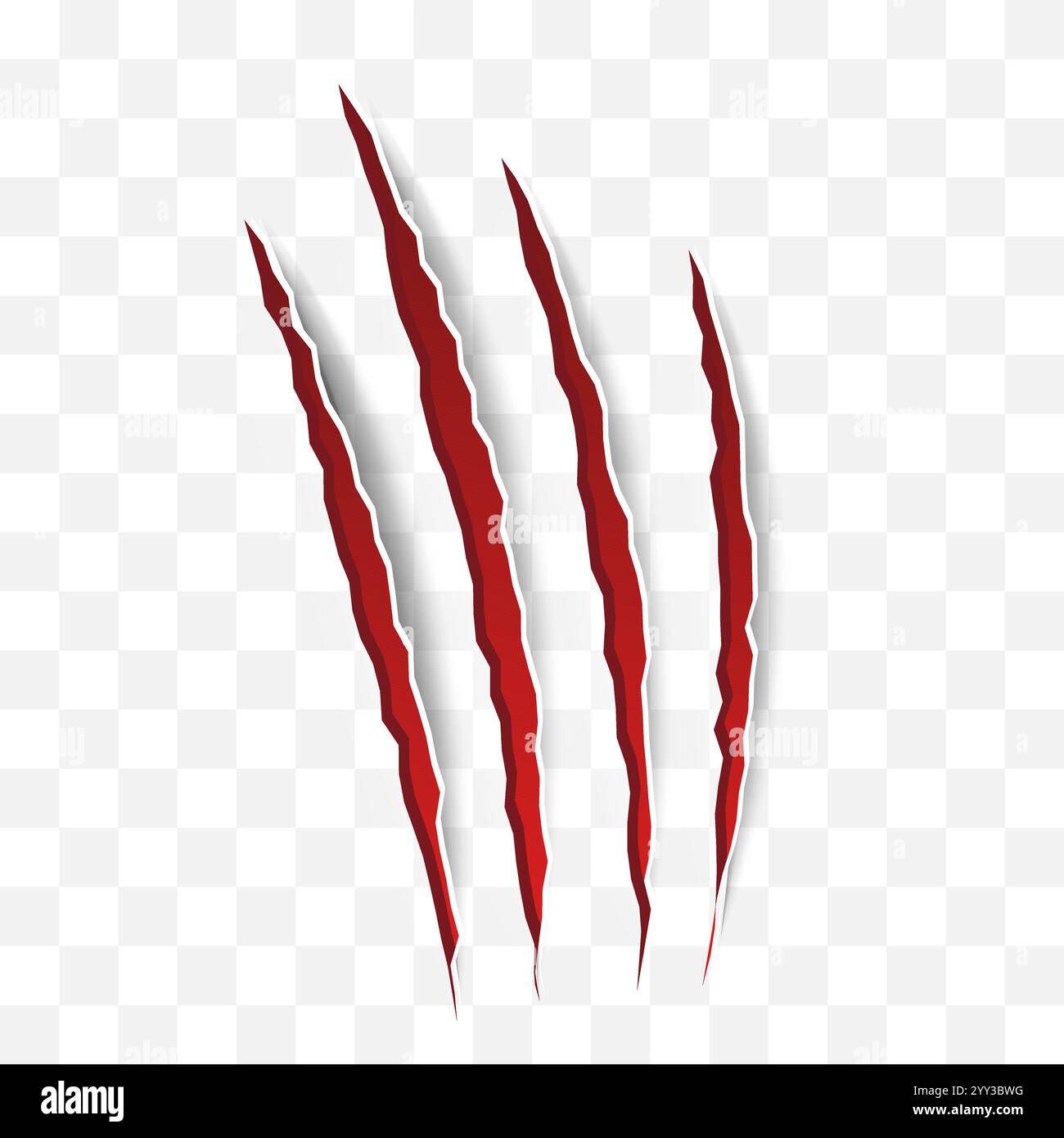 Cat scratch icon. Realistic red animal claw mark isolated on ...