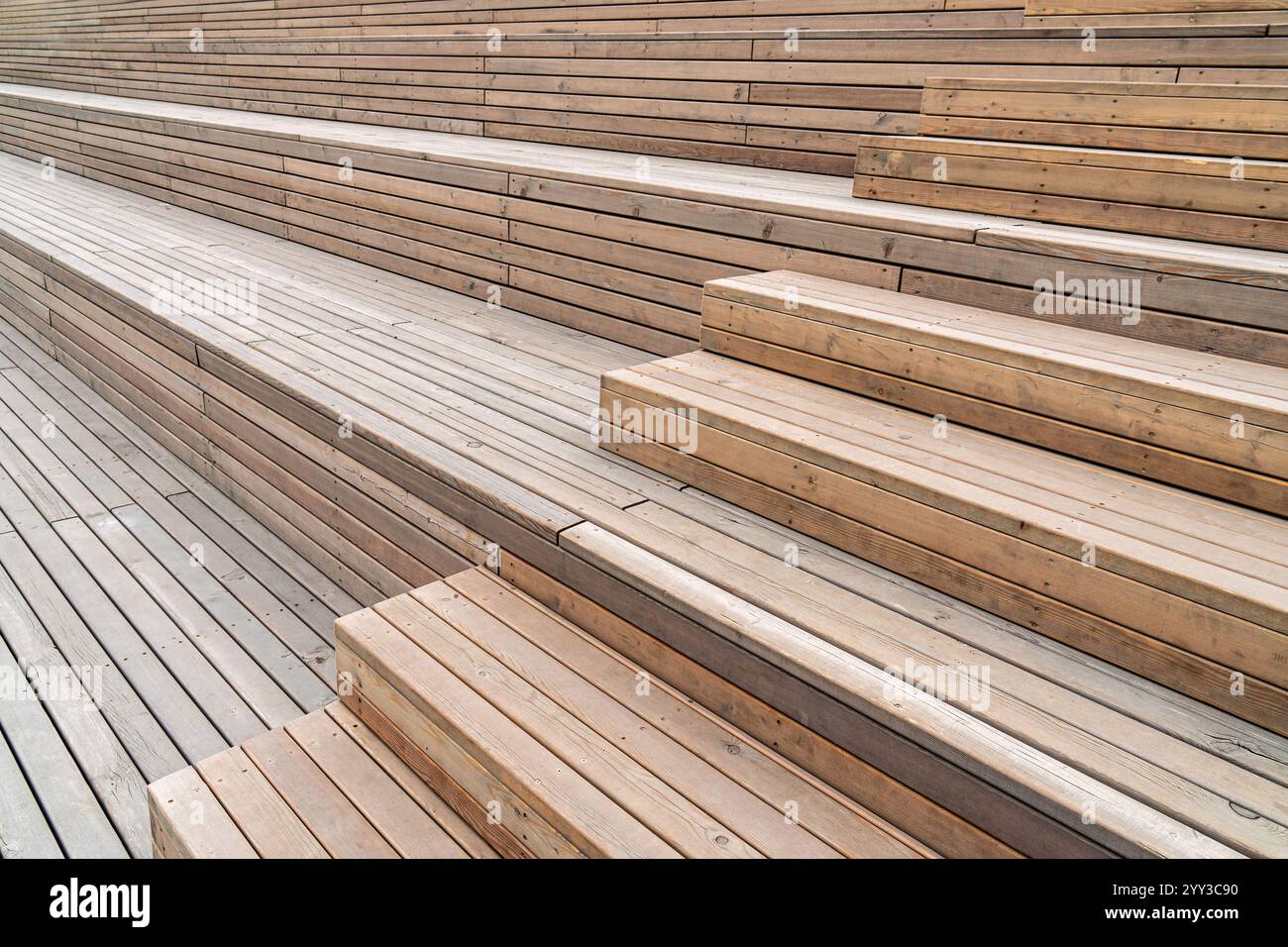 Wooden steps and seating area with smooth finish, clean lines, and a ...