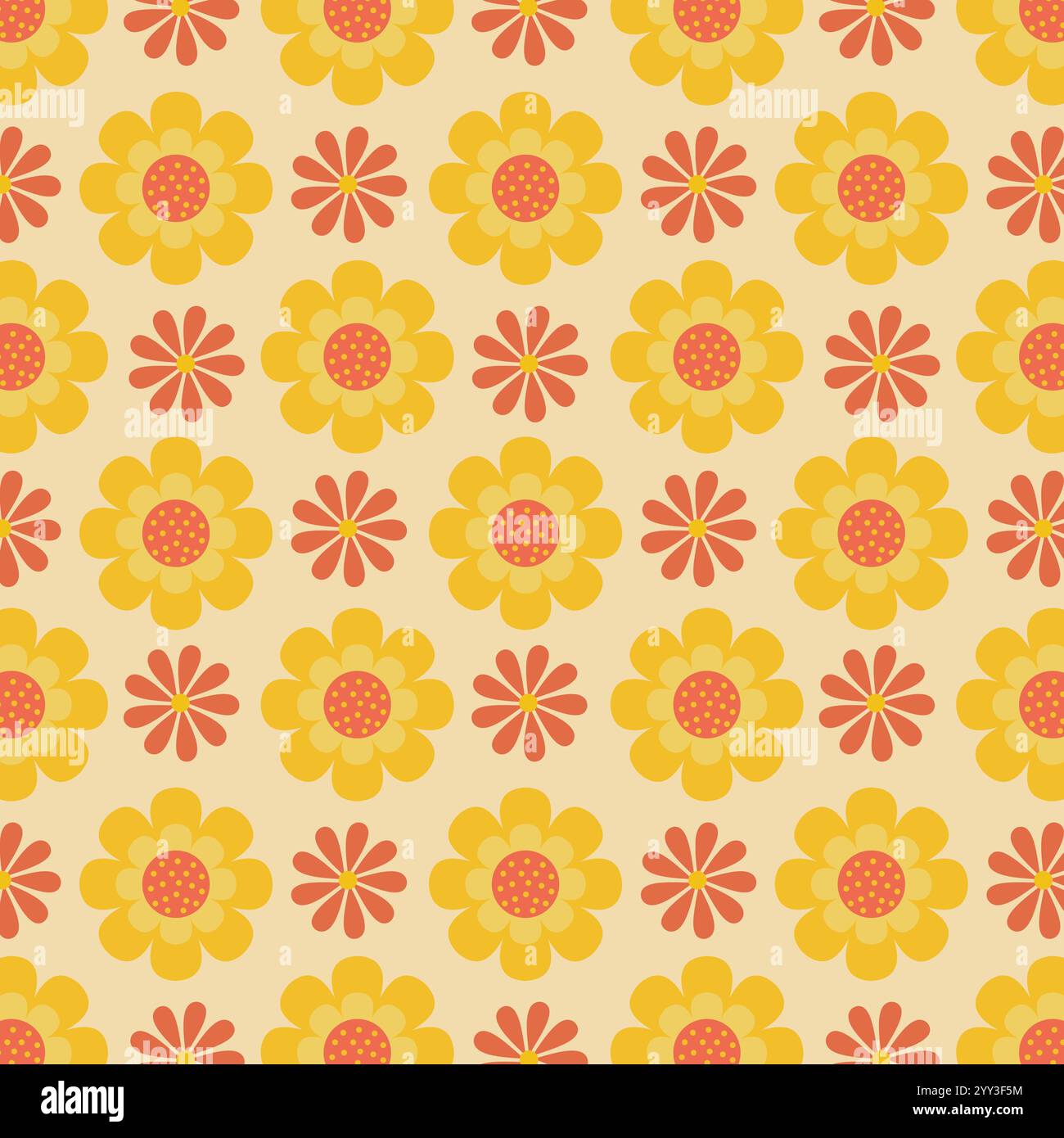 Seamless floral vector pattern with yellow and brown flowers on grey ...
