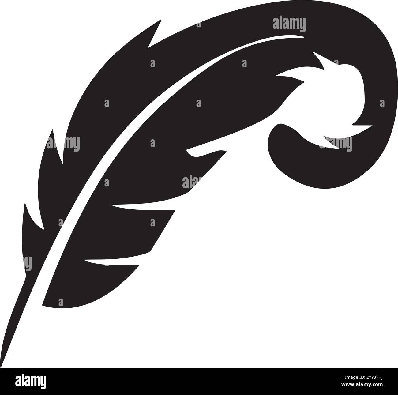 Feather silhouette vector icon image with isolated on white background ...