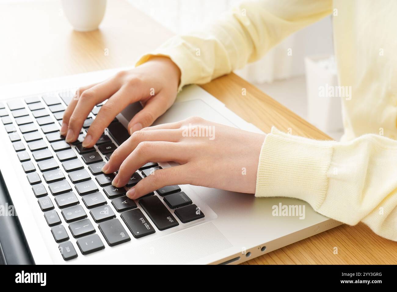 Woman typing on computer Stock Photo - Alamy