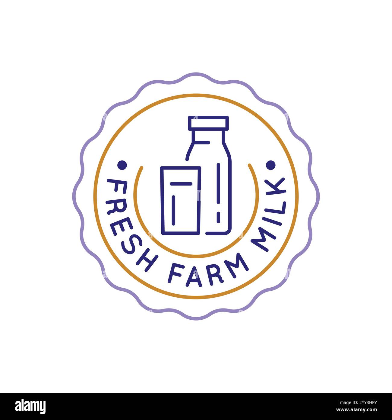 Simple Logo with Fresh Farm Milk Icon Stock Vector Image & Art - Alamy