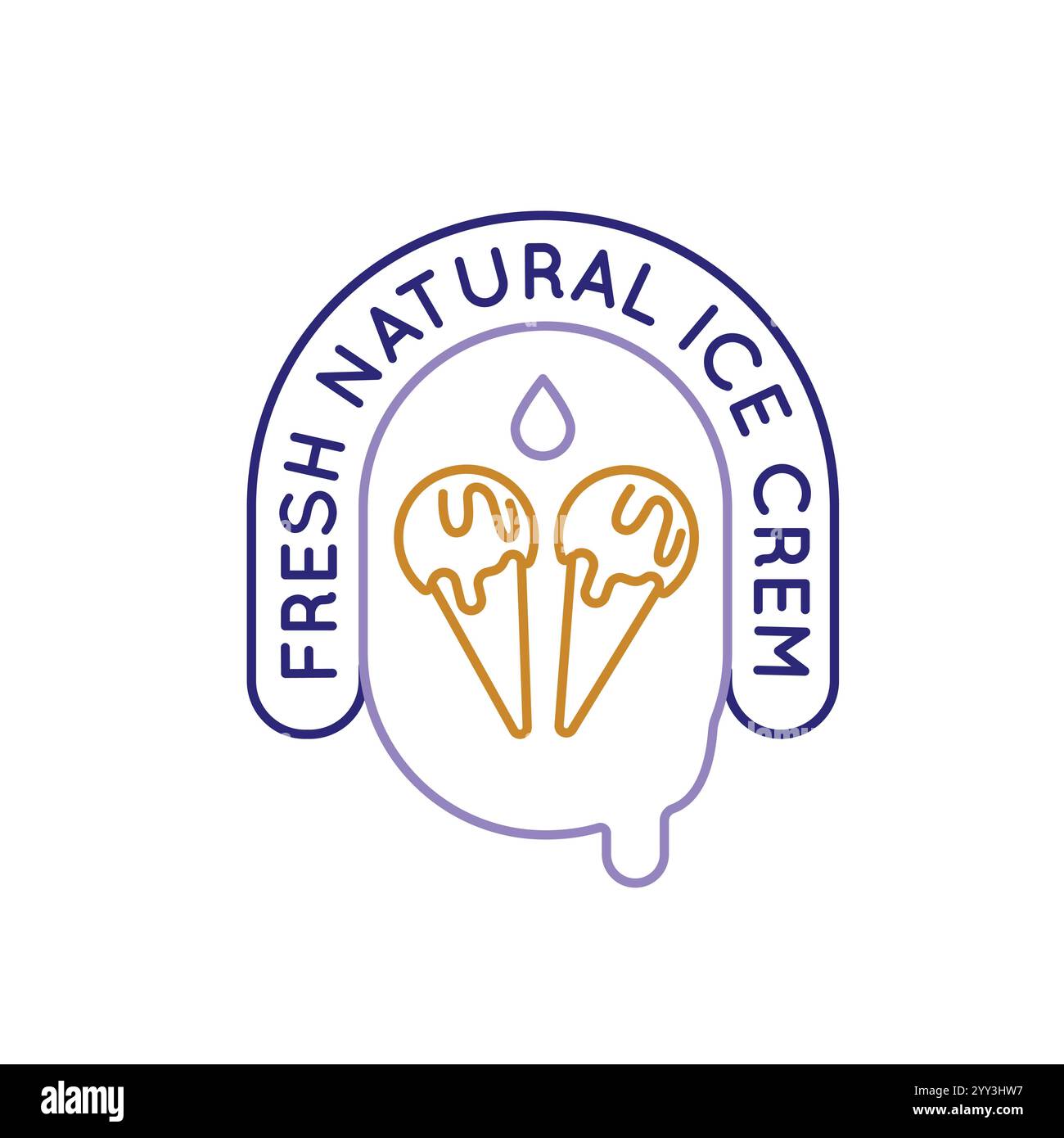 Simple Logo with Fresh Natural Ice Cream Icon Stock Vector Image & Art ...