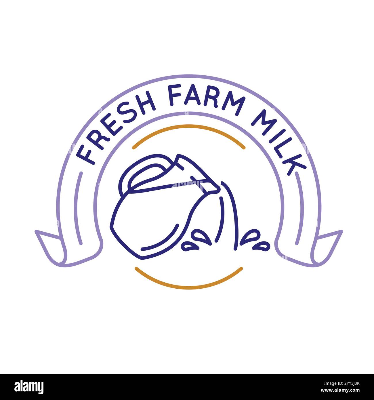 Simple Logo with Fresh Farm Milk Icon Stock Vector Image & Art - Alamy