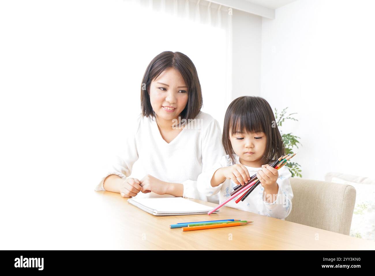 Drawing Parents and children Children Stock Photo - Alamy