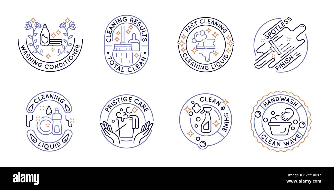 Set of 8 Cleaning and Hygiene Logo Icons Stock Vector Image & Art - Alamy