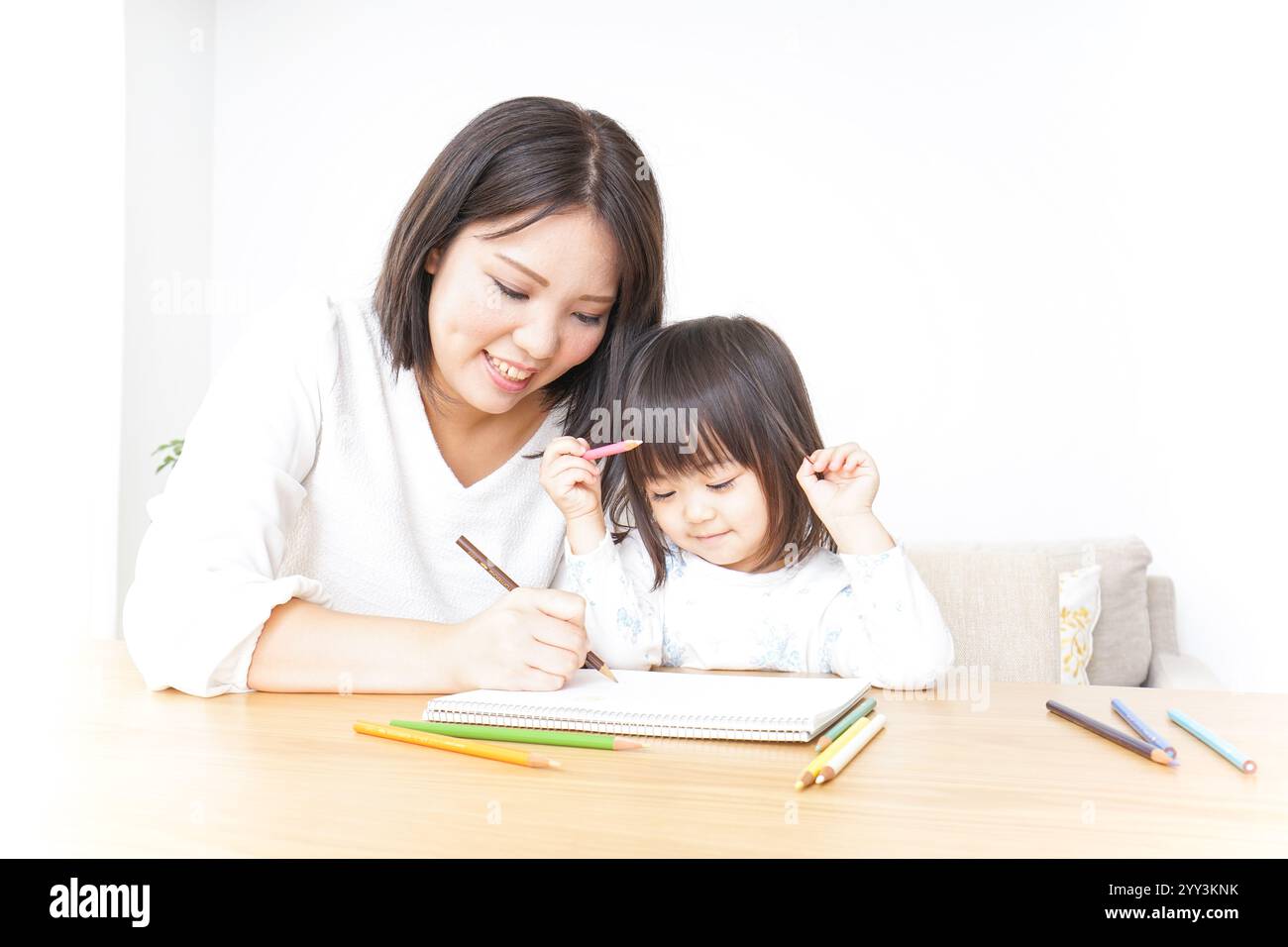 Drawing Parents and children Children Stock Photo - Alamy