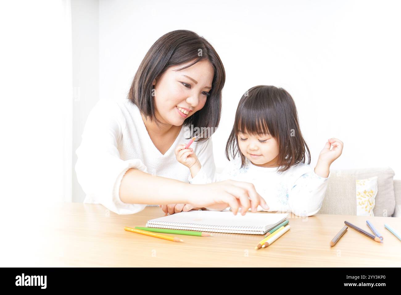 Drawing Parents and children Children Stock Photo - Alamy