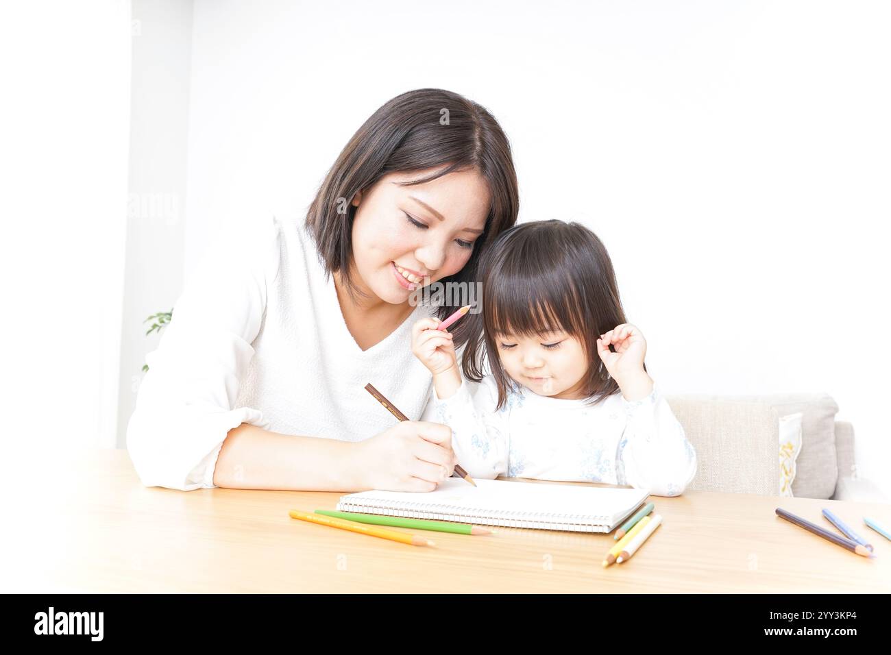 Drawing Parents and children Children Stock Photo - Alamy