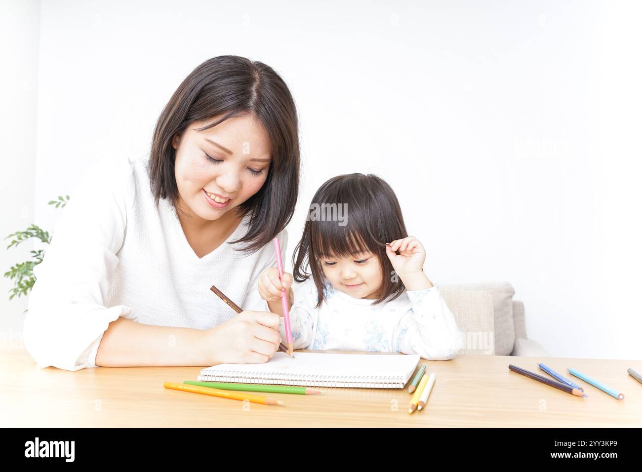 Drawing Parents and children Children Stock Photo - Alamy