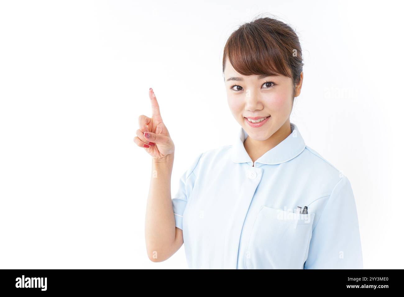 Nurse pointing finger Stock Photo - Alamy