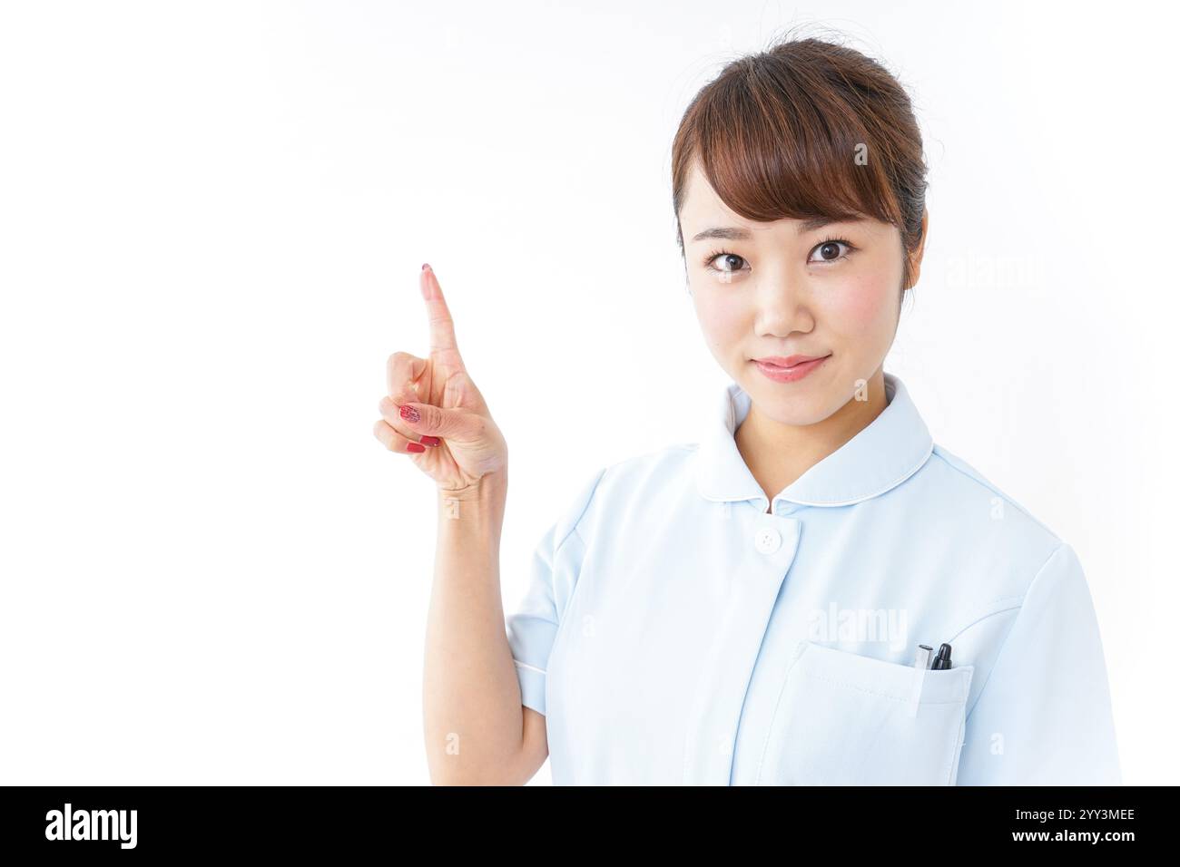 Nurse pointing finger Stock Photo - Alamy