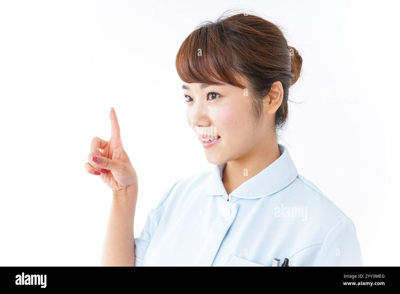 Nurse pointing finger Stock Photo - Alamy