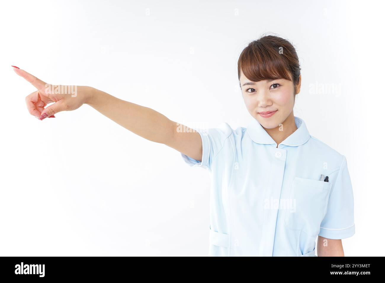 Nurse pointing finger Stock Photo - Alamy