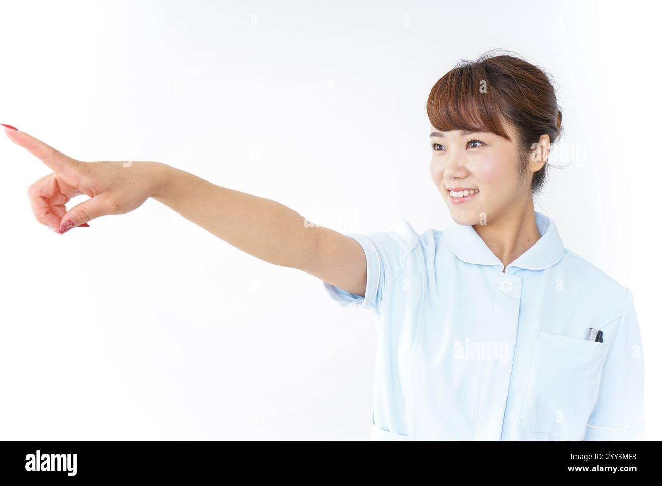 Nurse pointing finger Stock Photo - Alamy