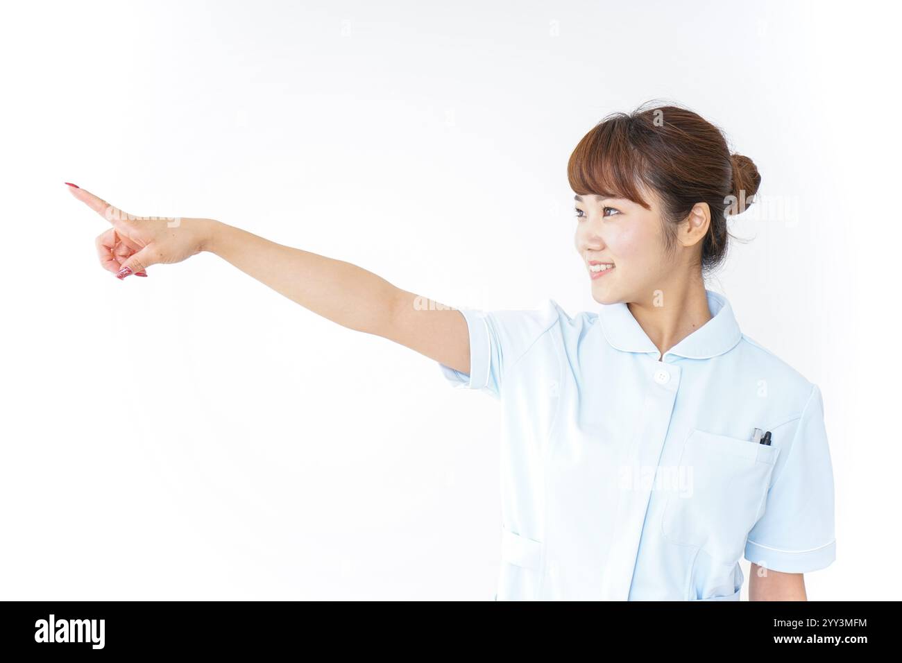 Woman pointing finger house hi-res stock photography and images - Alamy