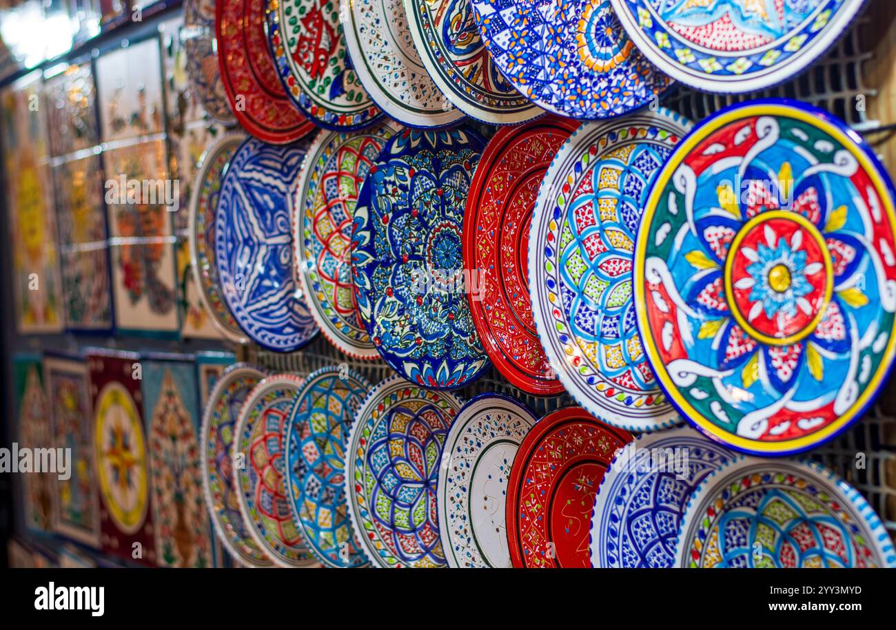 beautiful plates worked with natural colors on display in oriental ...