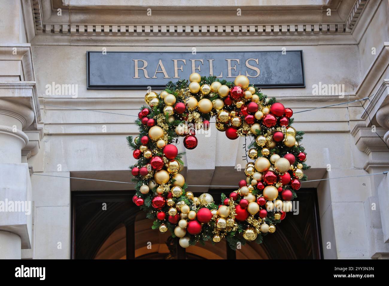 Christmas decorations at Raffles London at The OWO London UK December ...
